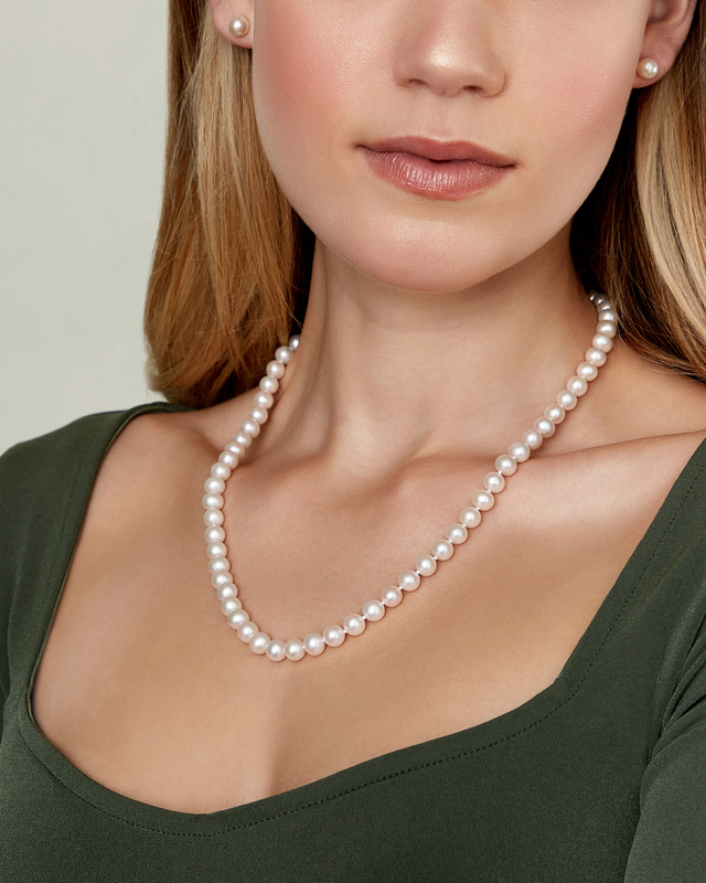 7 0 7 5mm White Freshwater Pearl Necklace Aaaa Quality