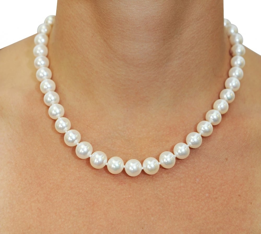 10 11mm White Freshwater Pearl Necklace Aaaa Quality