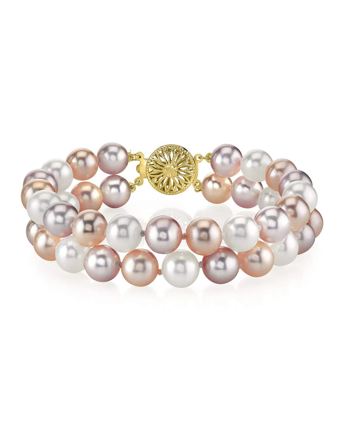 6.5-7mm Multicolor Freshwater Double Pearl Bracelet - AAA Quality