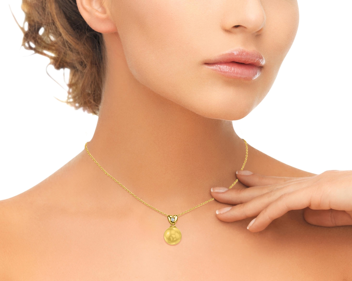 Golden Pearl & Diamond Lev Pendant