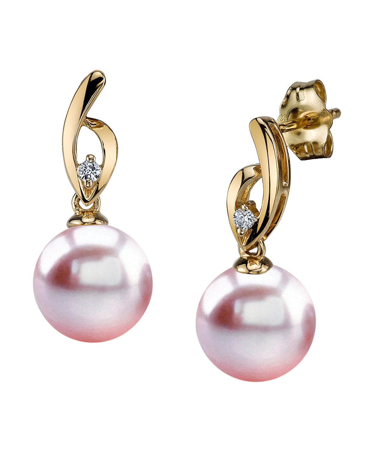 14K Gold Pink Freshwater Pearl & Diamond Lois Earrings 14K Gold Pink Freshwater Pearl & Diamond Lois Earrings